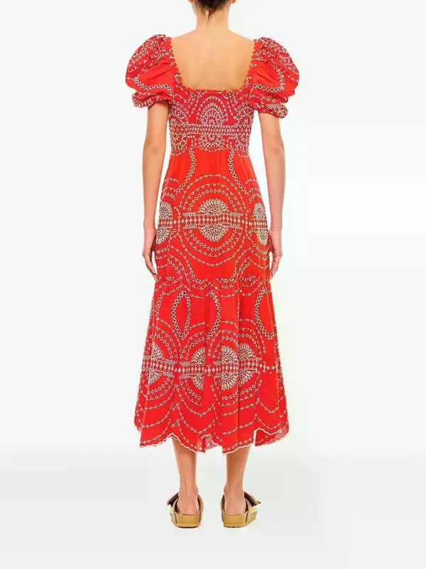 Charo Ruiz Ibiza Embroidered Puff-sleeve Midi Dress