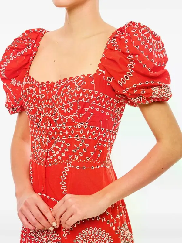 Charo Ruiz Ibiza Embroidered Puff-sleeve Midi Dress