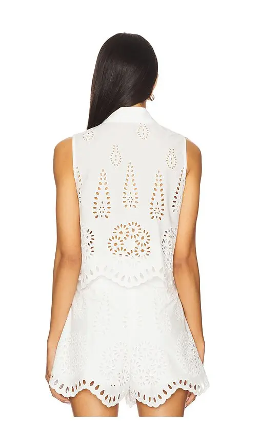 HEVRON Katja Eyelet Top - White