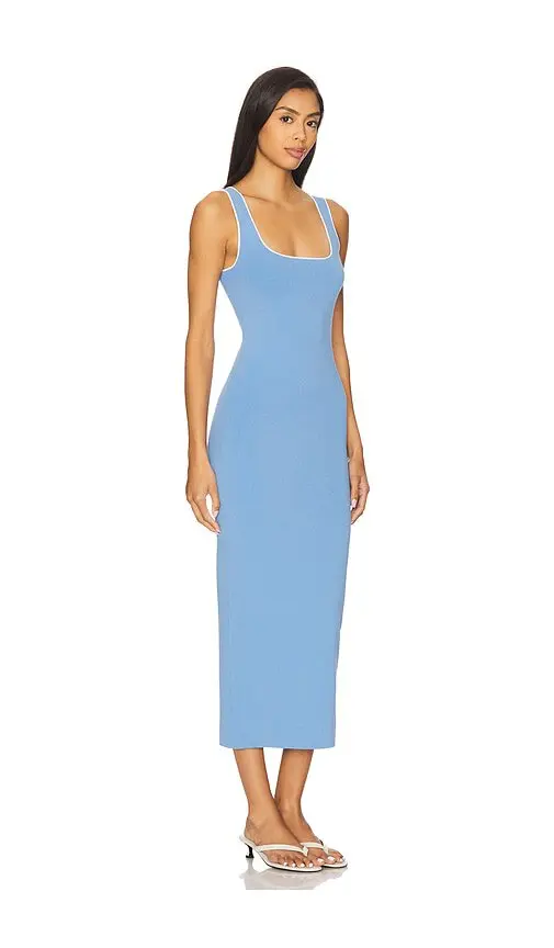 princess polly baby blue dress Knit Blue and White Sleeveless Dress With Hip Tying Detail - Tight Fitting  Short Dress, Geometric Pattern From Anthropologie main image 0