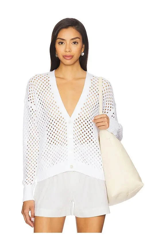 Autumn Cashmere Solid Mesh Cardigan