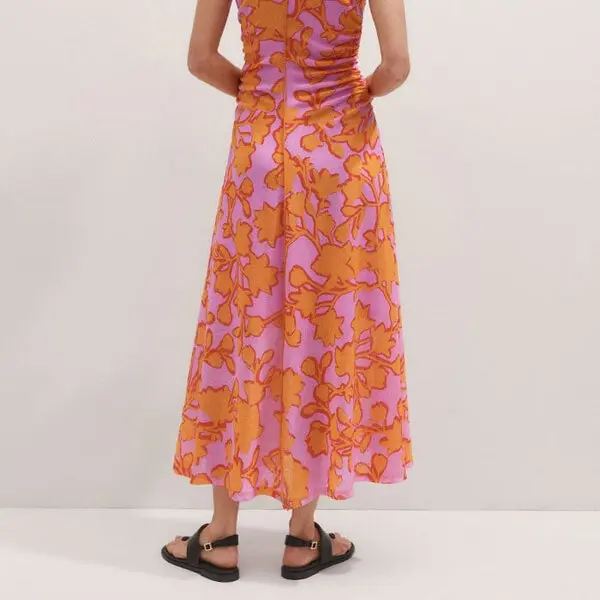ME+EM Shadow Paradise Print Ruched Maxi Dress