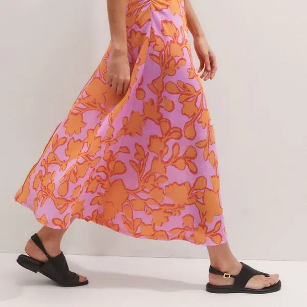 ME+EM Shadow Paradise Print Ruched Maxi Dress