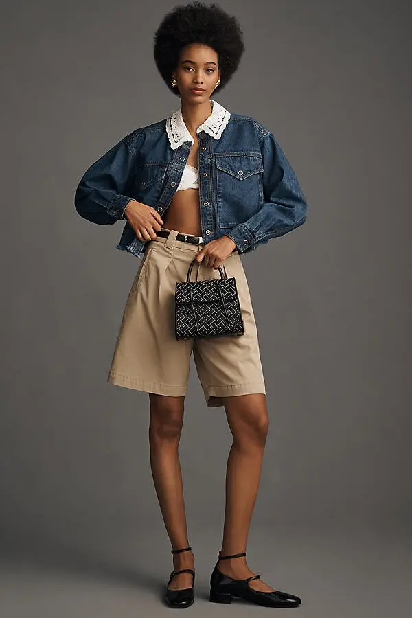 Anthropologie Utility Eyelet-collar Denim Jacket