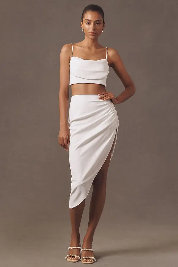 DELFI COLLECTIVE Nina Crop Top & Asymmetric Midi Skirt Set - Neutral