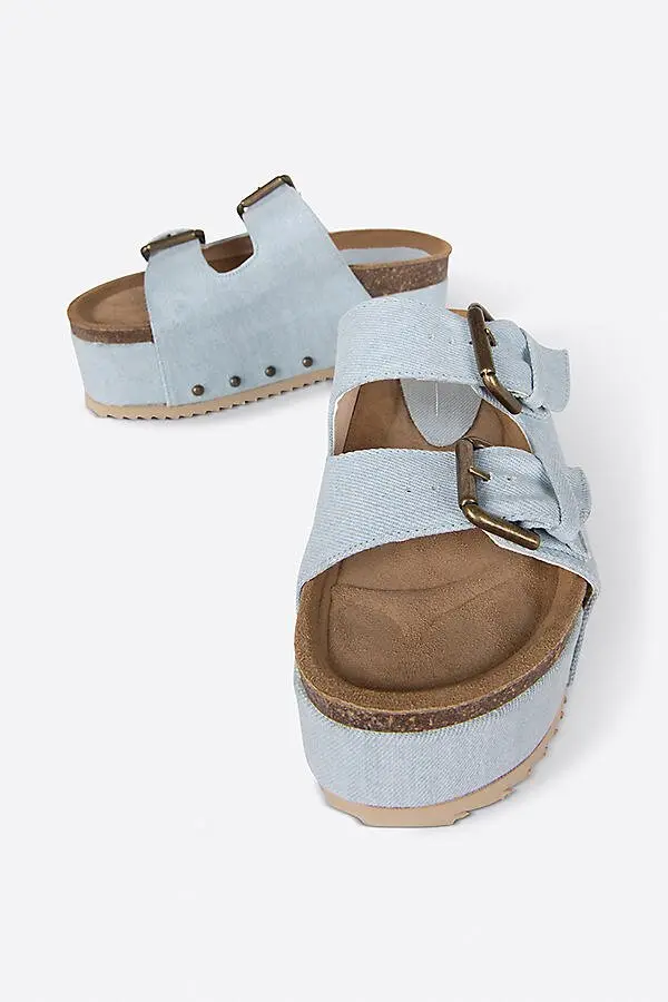 Intentionally Blank Cooper-2 Platform Slide Sandals - Light Blue