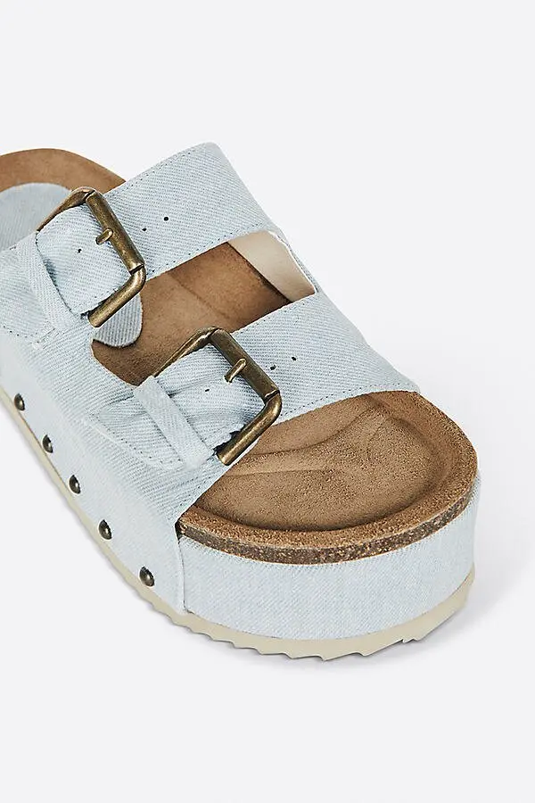 Intentionally Blank Cooper-2 Platform Slide Sandals - Light Blue