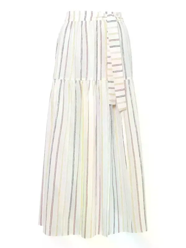 ERES Brillante Striped Tiered Maxi Skirt - White