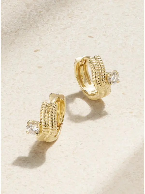 STONE AND STRAND Freddie 14-karat Diamond Hoop Earrings - Gold