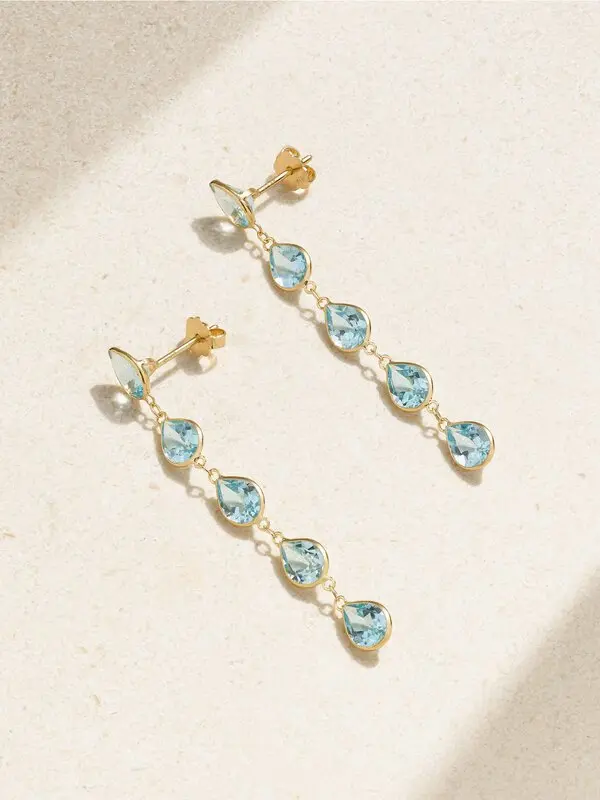 Jia Jia Chakra Gold Topaz Earrings - Blue