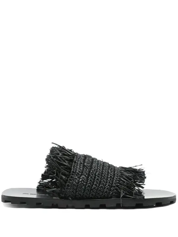 JIL SANDER Raffia Sandals - Black