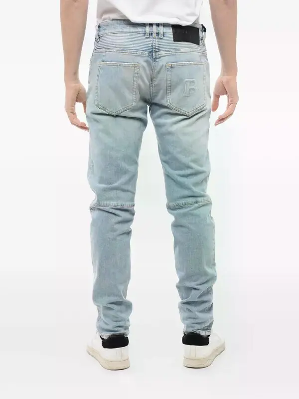 Balmain Tapered Biker Jeans - Blue