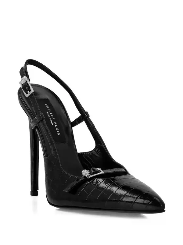 Philipp Plein 120mm Crocodile-effect Slingback Pumps