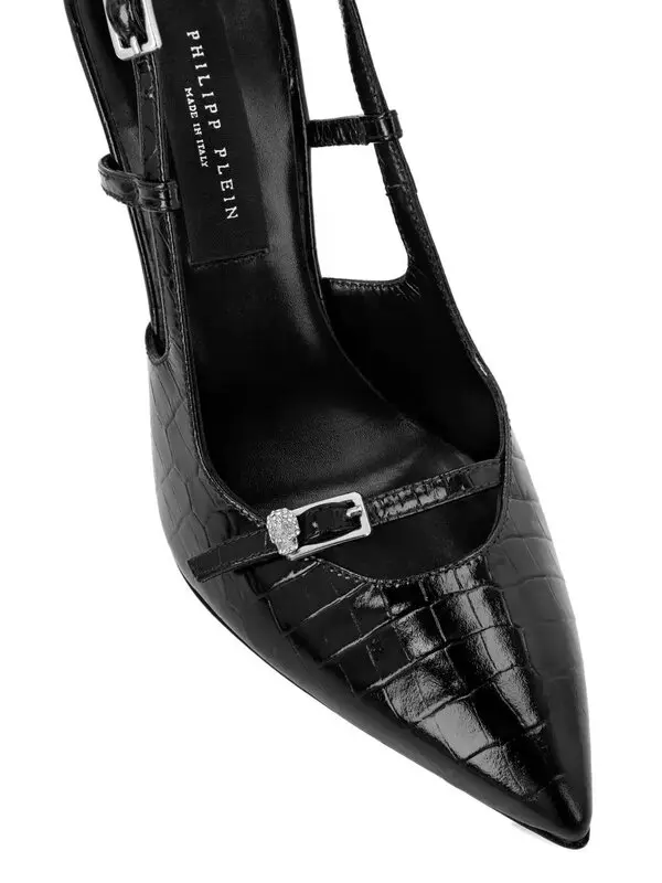 Philipp Plein 120mm Crocodile-effect Slingback Pumps