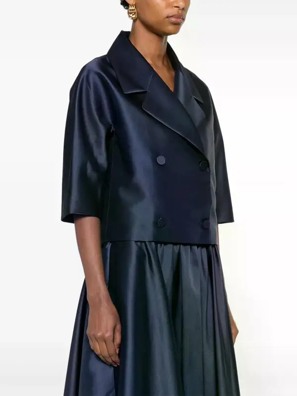 BLANCA VITA Satin Double-breasted Blazer - Blue