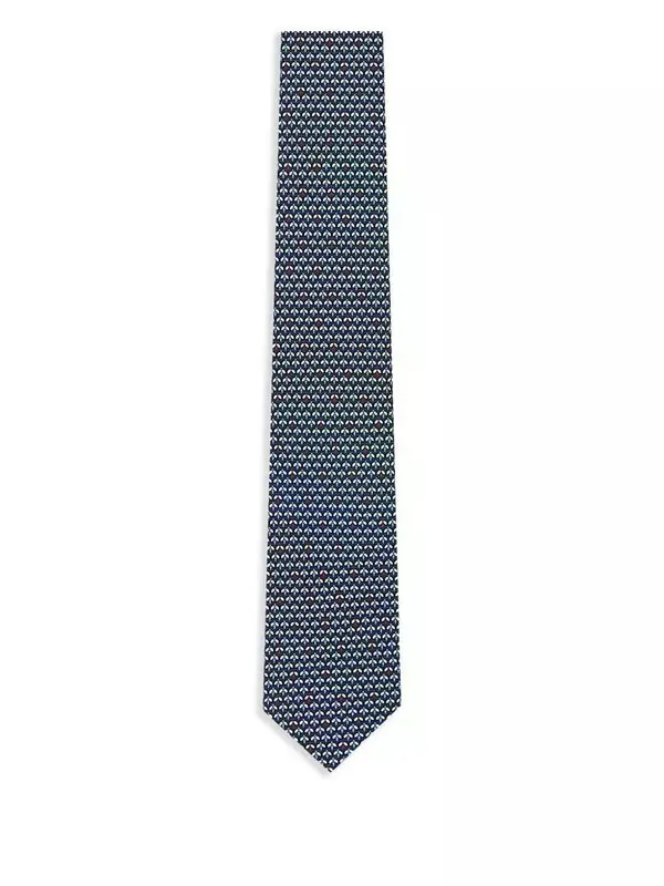 Zegna Patterned Jacquard Silk Neck Tie - Blue