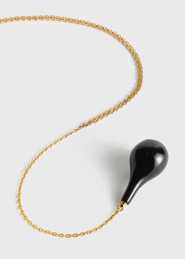 TOTEME Large Onyx Drop Y Necklace - Black