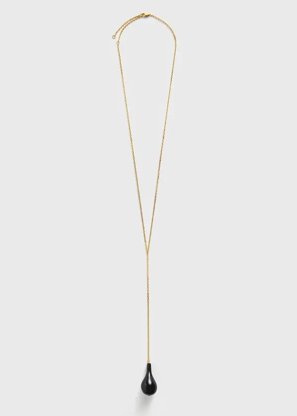 TOTEME Large Onyx Drop Y Necklace - Black