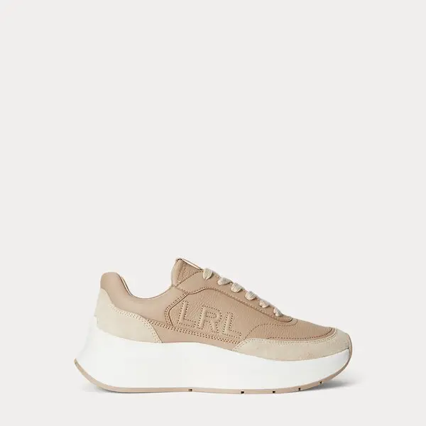 Ralph Lauren Franky Leather & Suede Sneaker - Sand Dune