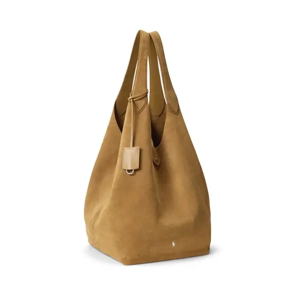 Ralph Lauren Polo Play Suede Large Tote - Caramel