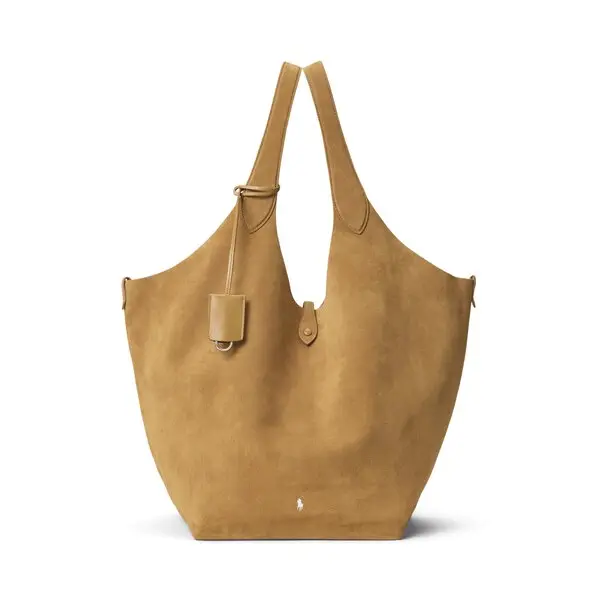 Ralph Lauren Polo Play Suede Large Tote - Caramel