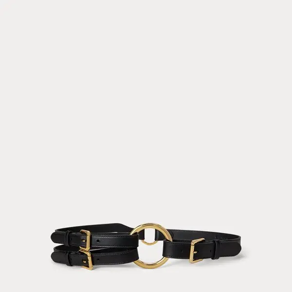 Ralph Lauren Tri-strap O-ring Leather Belt - Black/multi