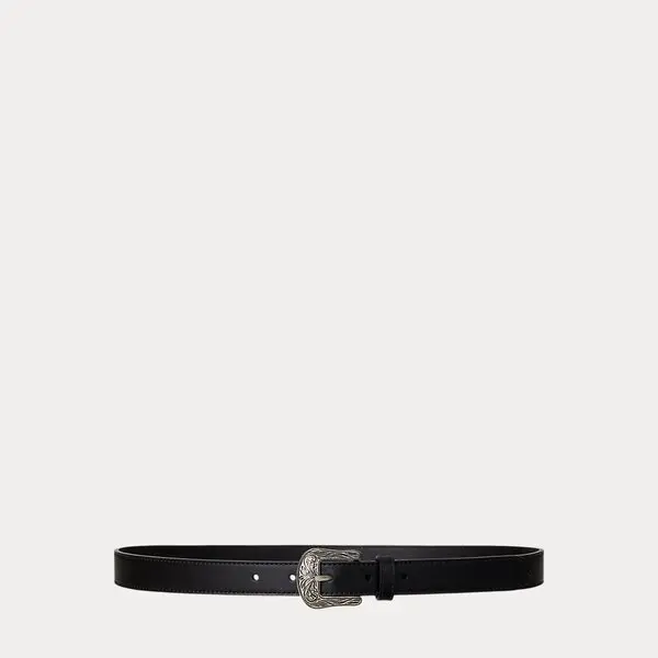 Ralph Lauren Tooled-buckle Leather Belt - Black