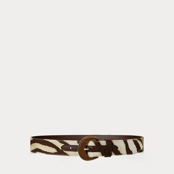 Ralph Lauren Zebra-print Canvas Wide Belt - Zebra/dark Hickory