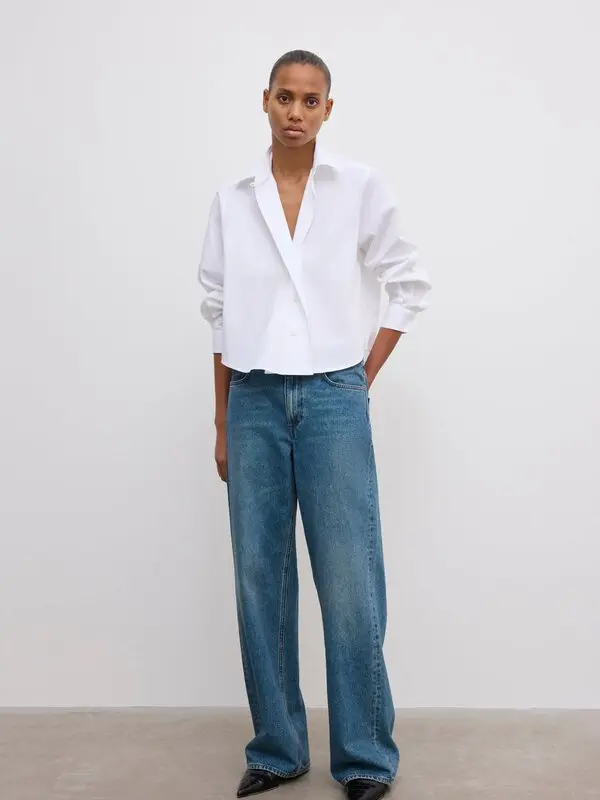 HOUSE OF DAGMAR Cropped Cotton Shirt - White