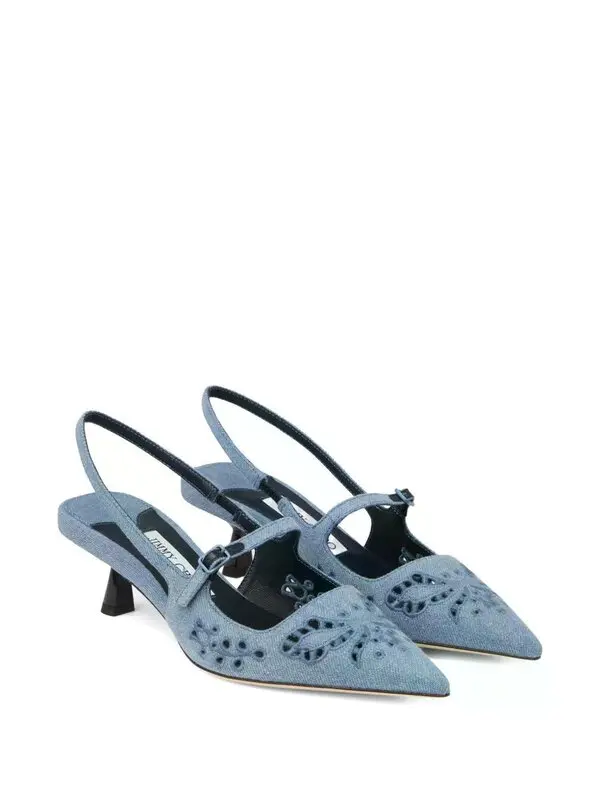 JIMMY CHOO Didi Embroidered Slingback Pumps - Blue