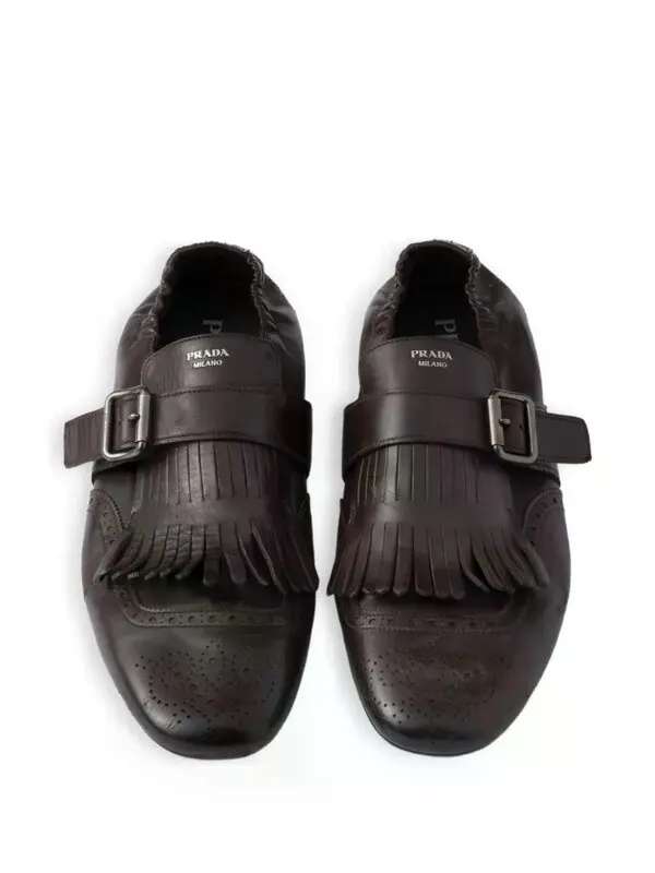 Prada Shuffle Fringed Monk Shoes - Brown
