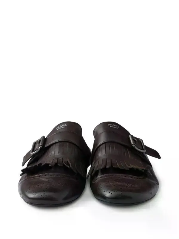 Prada Shuffle Fringed Monk Shoes - Brown