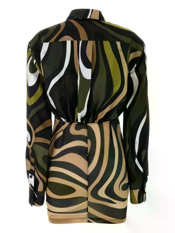 Emilio Pucci Abstract Print Cinched Shirt Dress