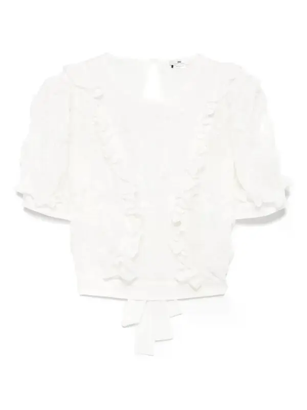 Elisabetta Franchi Ruffled Embroidered Top - White