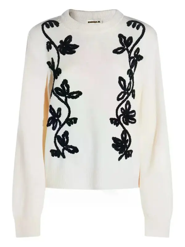 JIL SANDER Embroidered Wool Sweater - Neutrals