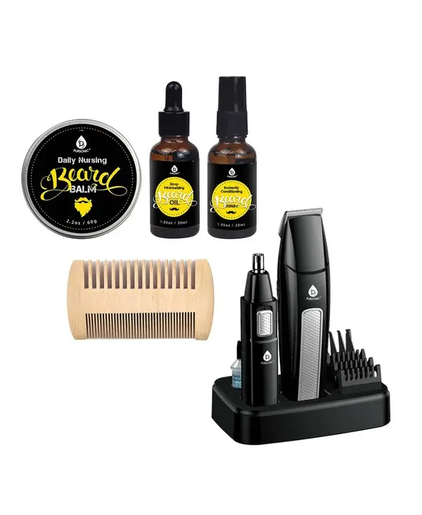 PURSONIC Mario Lopez Grooming Essentials Bundle With 10-piece Trimming Kit & 4-piece Beard Care Set - Black