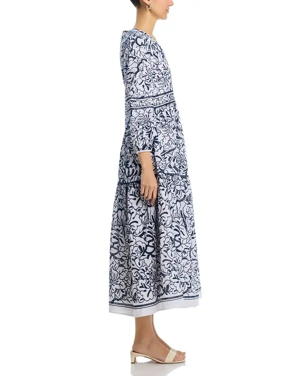 Misook Embroidered Floral Maxi Dress