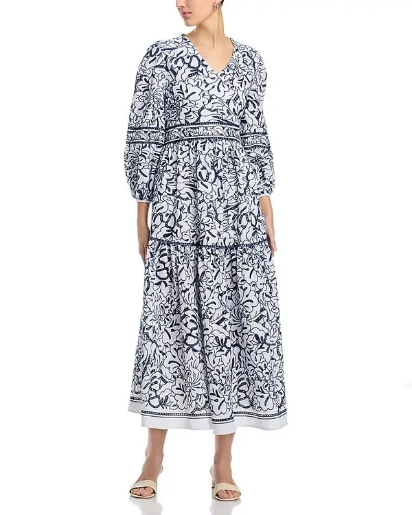 Misook Embroidered Floral Maxi Dress