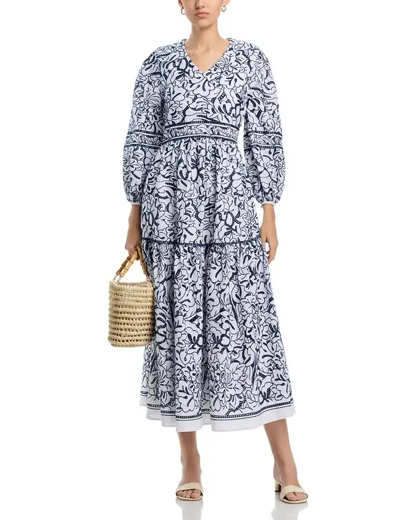 Misook Embroidered Floral Maxi Dress