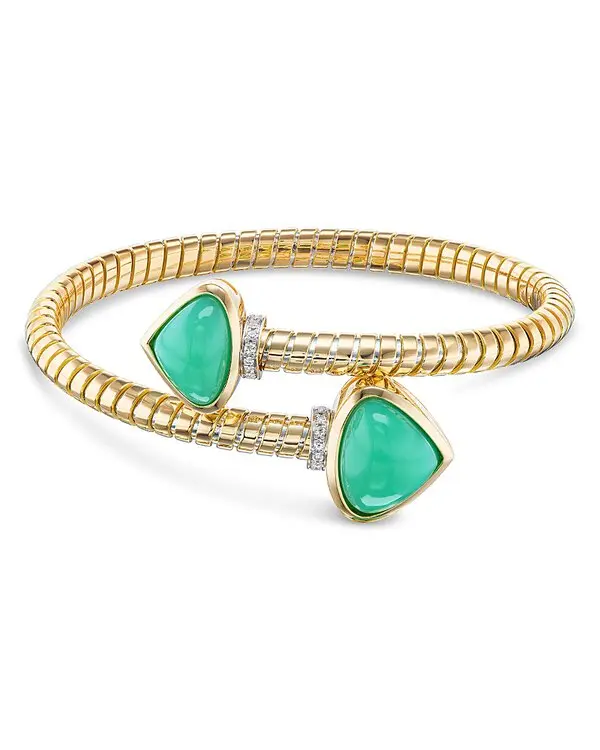 Marina B 18k Yellow Gold, Chrysoprase & Diamond Bracelet - Green/gold