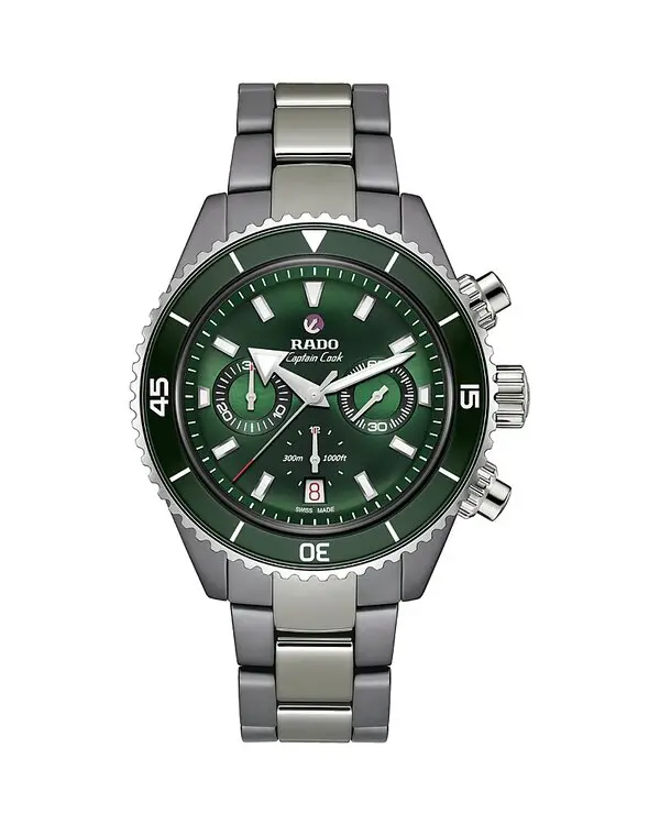 RADO Chronograph Watch, 43mm - Green/silver