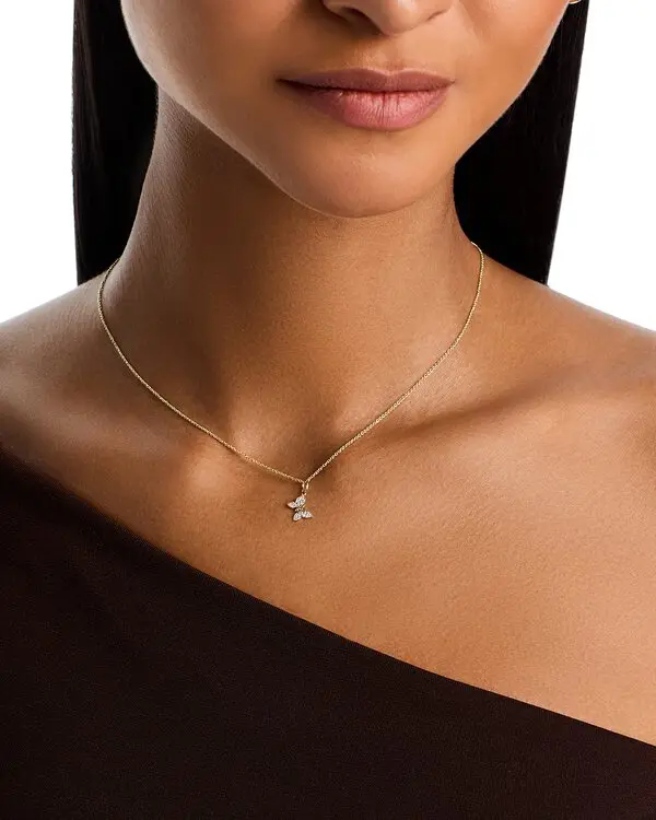 SYDNEY EVAN 14k Yellow Diamond Butterfly Pendant Necklace
