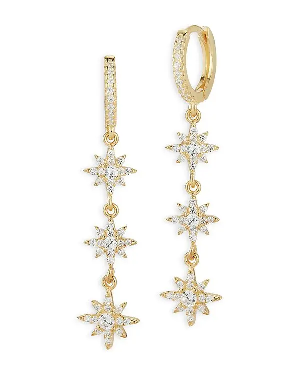 Aqua Star Drop Earrings - Gold