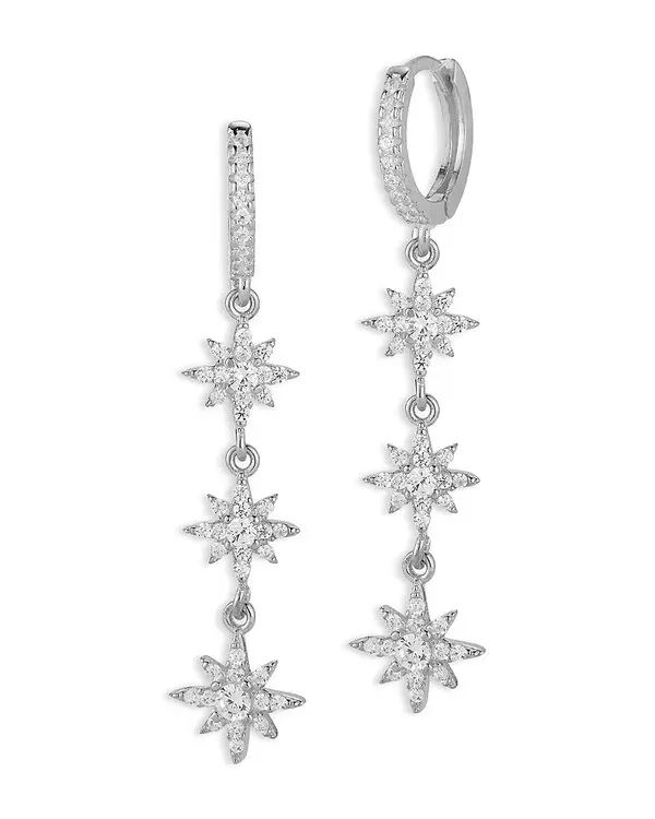 Aqua Star Drop Earrings - Silver