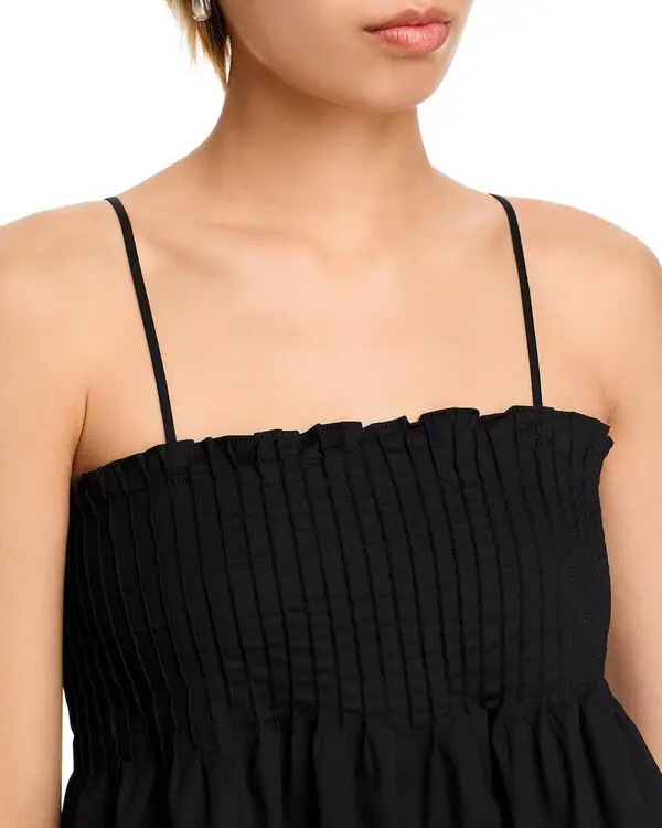 WAYF Asalia Poplin Pleated Top - Black