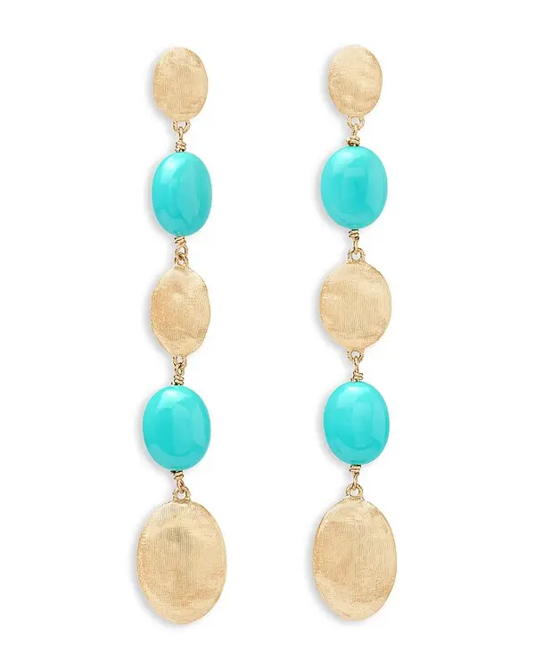 Marco Bicego 18k Yellow Siviglia Turquoise Drop Earrings - Gold