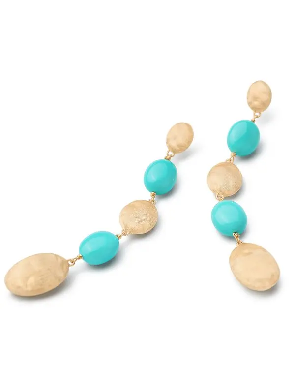 Marco Bicego 18k Yellow Siviglia Turquoise Drop Earrings - Gold