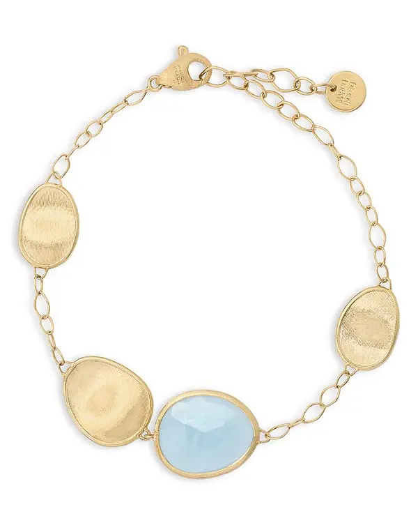Marco Bicego 18k Yellow Lunaria Aquamarine & Textured Disc Link Bracelet - Gold