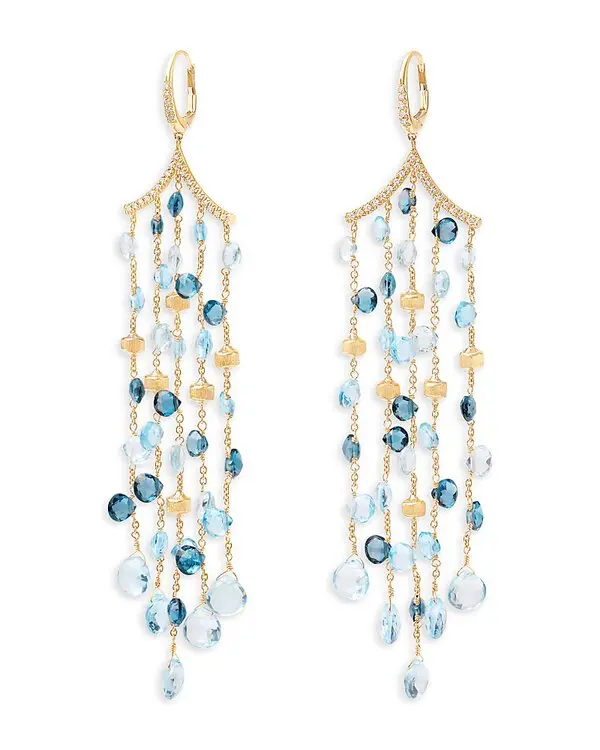 Marco Bicego 18k Yellow Gold Paradise Blue Topaz & Diamond Chandelier Drop Earrings - Gold/blue Topaz