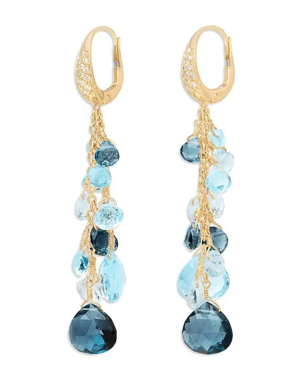 Marco Bicego 18k Yellow Gold Blue Topaz & Diamond Drop Earrings - Gold/blue Topaz